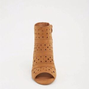 torrid | Shoes | Torrid Cutout Peep Toe Heel Booties Wide Width Brown ...